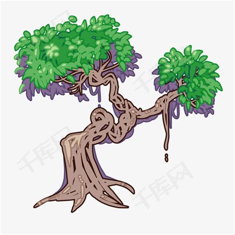 创意倾斜的树木插画素材图片免费下载 千库网