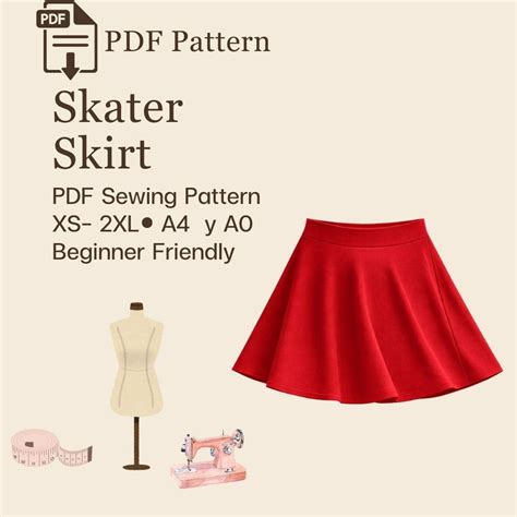 Skater Skirt Sewing Pattern Beginner Friendly Sizes Xs 2xl A4a0