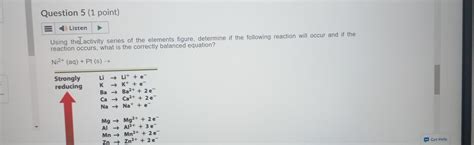 Solved Using The Activity Series Of The Elements Figure Chegg