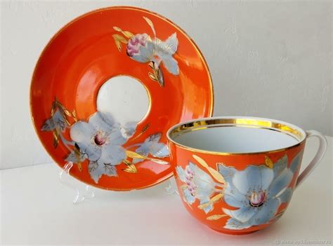 Винтаж Чайная пара гигант Мальва 500 мл Барановский ФЗ СССР купить в интернет магазине