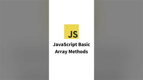 Javascript Basic Array Methods Js Cheatsheet Youtube