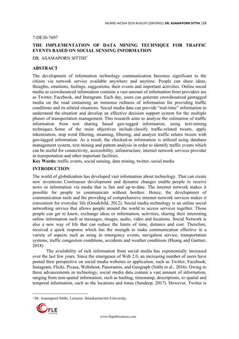 Pdf The Implementation Of Data Mining Technique For Traffic Events
