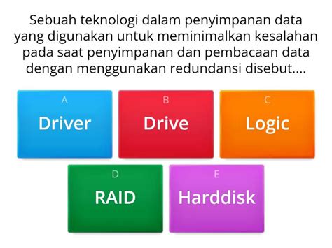 soal materi teknologi raid redundant array of independent disks quiz