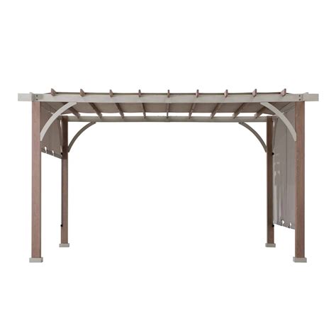 12x14 Modern Metal Pergola With Light Gray Canopy丨sunjoy Canada