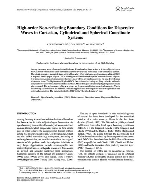 Pdf High Order Non Reflecting Boundary Conditions For Dispersive Waves In Cartesian