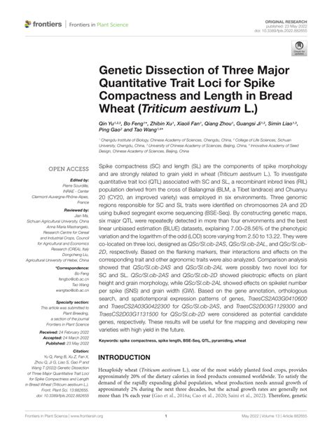 Pdf Genetic Dissection Of Three Major Quantitative Trait Loci For