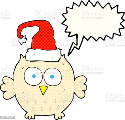 자유형 그린 만화책 연설 거품 만화 올빼미 크리스마스 모자를 쓰고 귀여운에 대한 스톡 벡터 아트 및 기타 이미지 귀여운