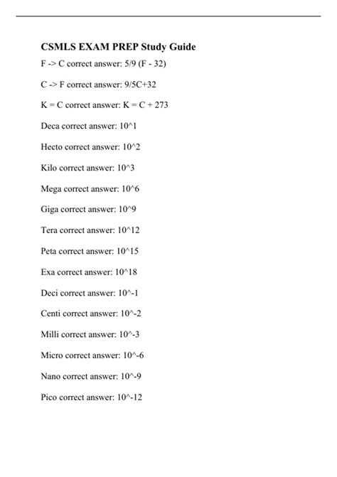 CSMLS EXAM PREP Study Guide Questions With Complete Solutions CSMLS Stuvia US