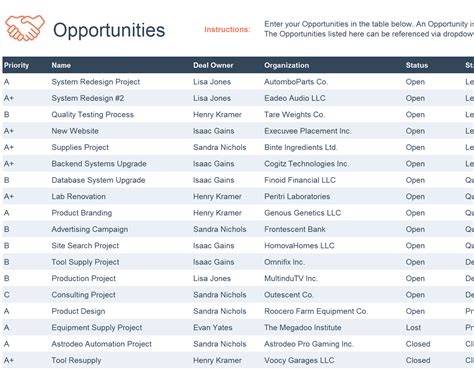 Customer Relationship Management Excel Template