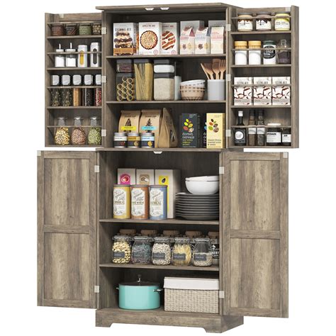 Homcom Farmhouse Kitchen Pantry 72 Tall Pantry Cabinet With 4 Barn
