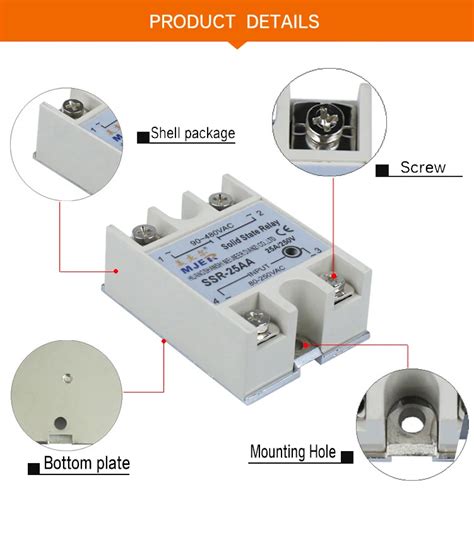 Single Phase Solid State Relay Ssr 25aa Input 80 250vac Output 90