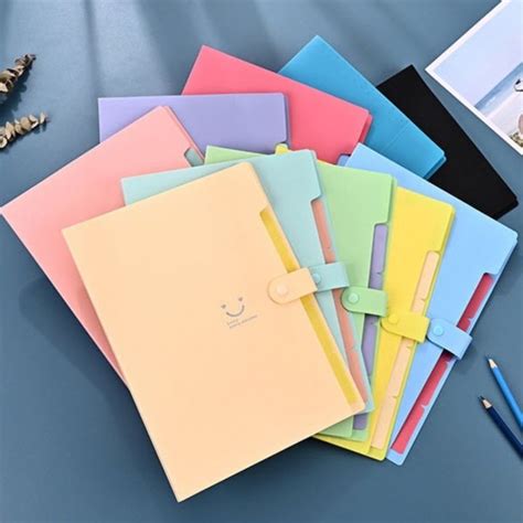 😋 แฟ้ม แฟ้มเอกสาร แฟ้มใส่เอกสาร ขนาด A4 แบบ 5 ช่อง กระเป๋าเอกสาร เก็บของ สีสันสดใส วัสดุคุณภาพดี