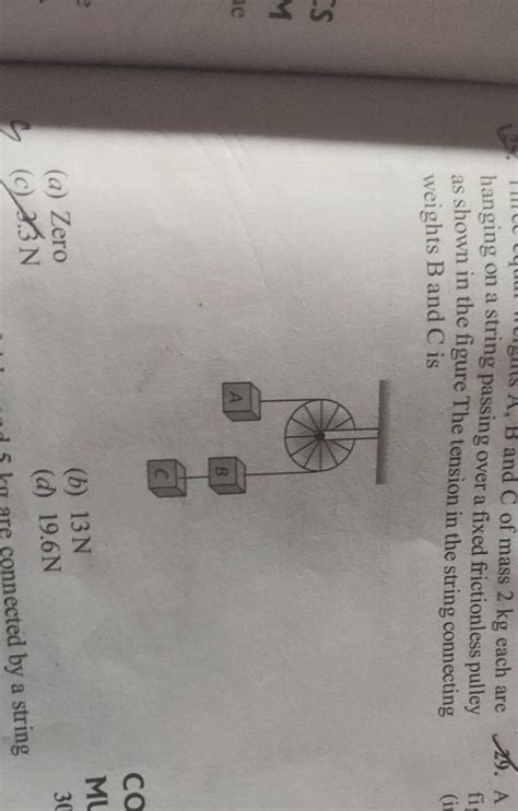 Hanging On A String Passing Over A Fixed Frictionless Pulley As Shown In