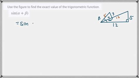SOLVED Use the figure to find the exact value of the trigonometric function sin α β
