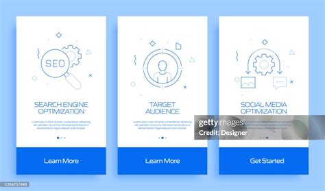 Seo Concept Onboarding Mobile App Page Screen With Flat Icons Ux Ui Design Template Vector