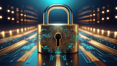 Golden Padlock Protecting Digital Data On Circuit Board Stock Illustration Illustration Of