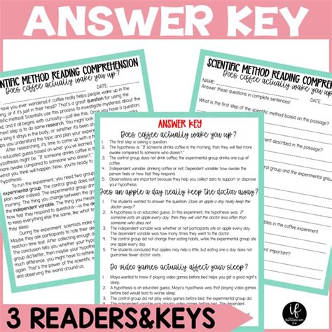 Scientific Method Reading Comprehension 3 Passages With Keys Tpt