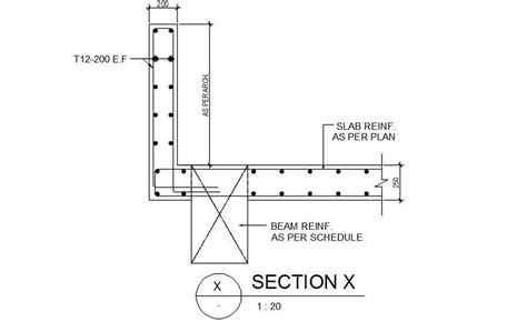 200 X 250 Mm Size Of Bar Showing Section Detailed Reinforcement Drawing