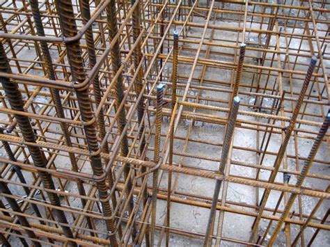 Close Up Of A Complex Steel Rebar Structure Ready For Concrete Pouring In The Foundation Of A