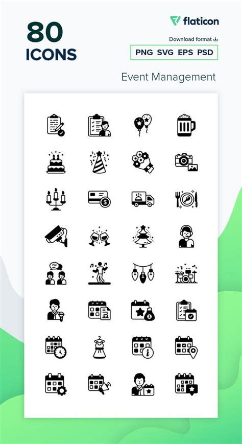 80 Event Management Icons Free Download