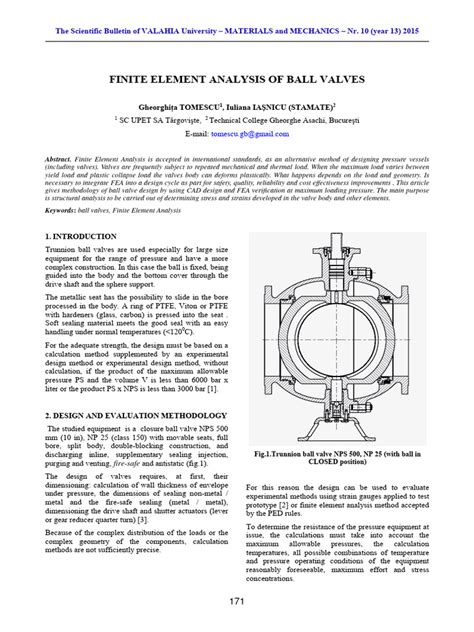 Finite Element Analysis Of Ball Valves Pdf Valve Finite Element