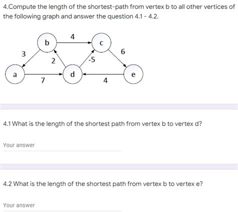 solved 4pute the length of the shortest path from vertex