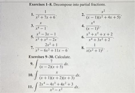 Solved Exercises Decompose Into Partial Fractions Chegg Com