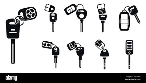 Car Alarm System Key Icons Set Simple Set Of Car Alarm System Key