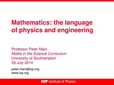 PPT Mathematics The Language Of Physics And Engineering PowerPoint Presentation ID