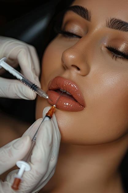 Premium Photo Closeup Of An Injection In A Womans Lip Selective Focus