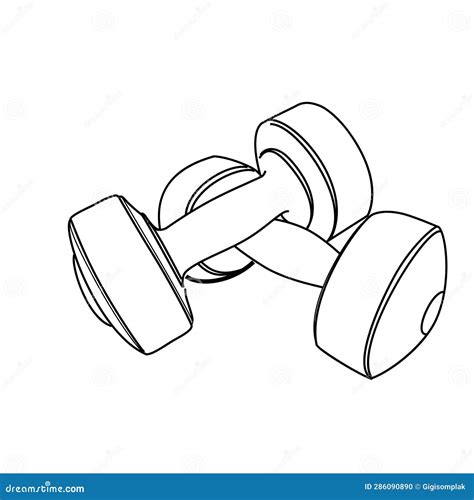 Simple Vector Outline Dumbbell Dumbbel Dumbell Isolated On White Stock Vector Illustration