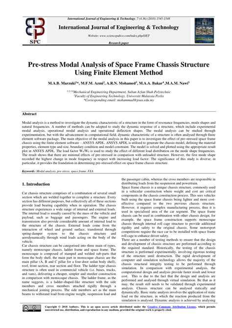 Pdf Pre Stress Modal Analysis Of Space Frame Chassis Structure Using Finite Element Method