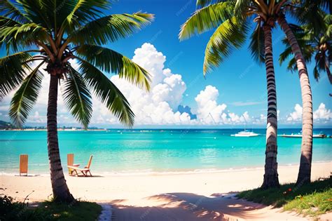 Fondo De Pantalla De Palmeras En La Playa Foto Premium