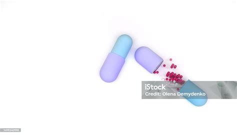 내부에 다채로운 구형 약물 입자가 있는 의료용 알약 캡슐을 닫고 열었습니다 3d 렌더링 그림입니다 0명에 대한 스톡 사진 및 기타 이미지 Istock