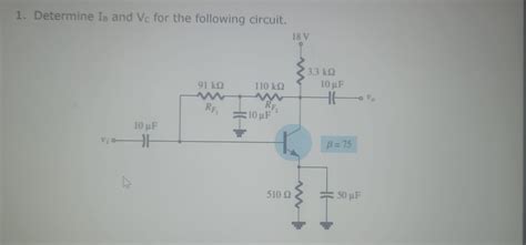 Solved Determine IB And VC For The Following Circuit Chegg Com