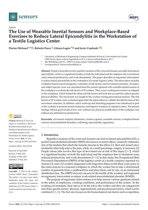 Pdf The Use Of Wearable Inertial Sensors And Workplace Based Exercises To Reduce Lateral