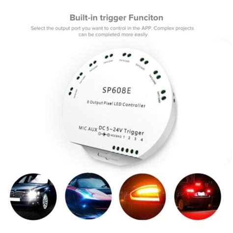SP608E 8 Output Bluetooth Music Controller For WS2811 WS2812 LED Strip DC5V 24V EBay