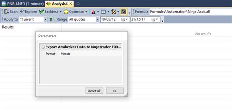 export amibroker database to ninjatrader eod or 1min ascii format