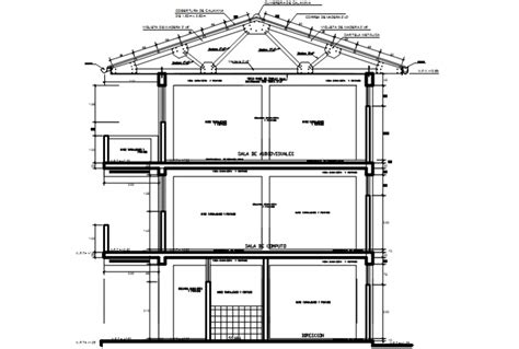 Constructive Sectional Drawing Details Of Primary School Dwg File