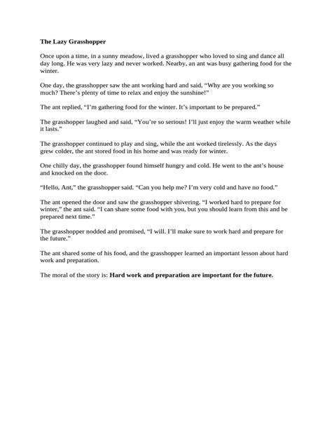 The Lazy Grasshopper Pdf