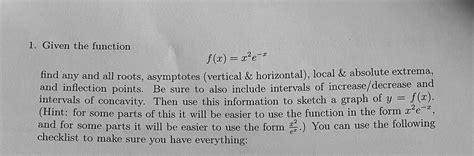 solved given the functionf x x2e xfind any and all roots
