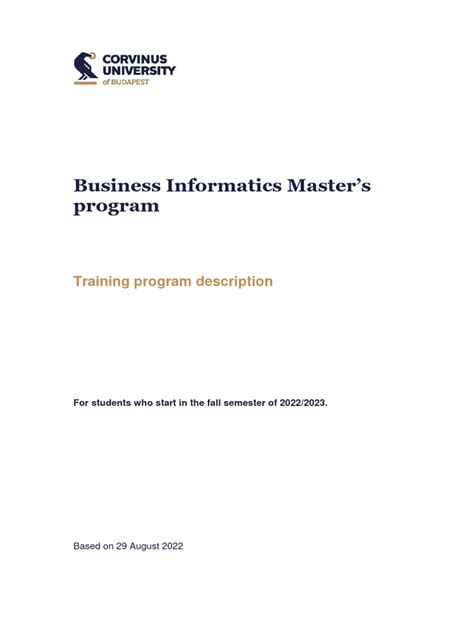 Business Informatics Masters Program 2022 23v2 Újintézettel C36 Download Free Pdf