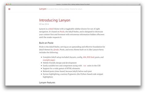 Github Poolelanyon A Content First Sliding Sidebar Theme For Jekyll