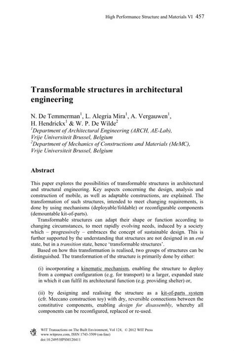Pdf Transformable Structures In Architectural Engineering Dokumen Tips