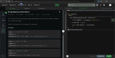 Gfg160 Gfg160 Day20 Dsa C Stringrotation Problemsolving Himanshu Singh