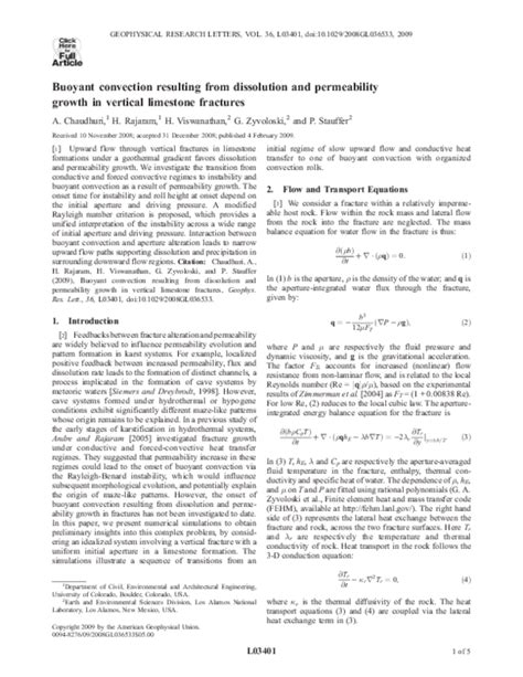 Pdf Buoyant Convection Resulting From Dissolution And Permeability