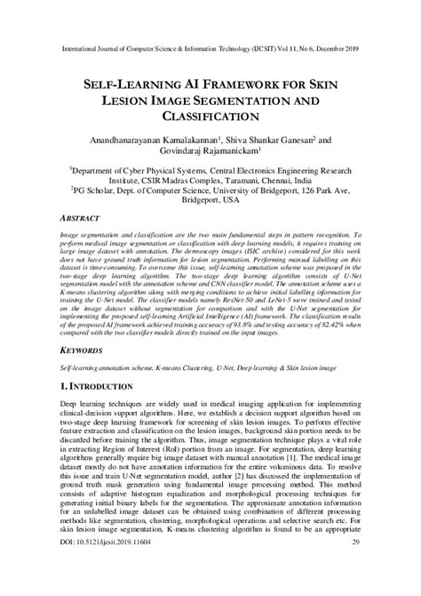 Pdf Self Learning Ai Framework For Skin Lesion Image Segmentation And Classification