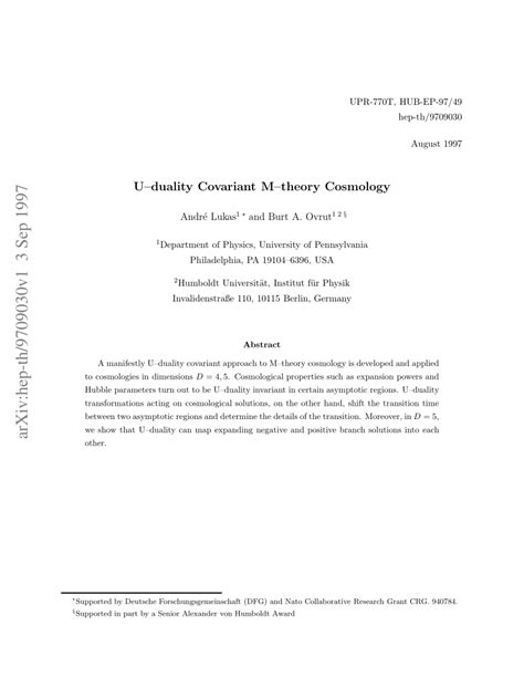 pdf u duality covariant m theory cosmology