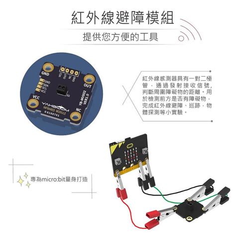 『聯騰．堃喬』紅外線避障模組 鱷魚夾版 適用arduino、micro bit 適合各級學校 課綱 生活科技 yahoo奇摩拍賣