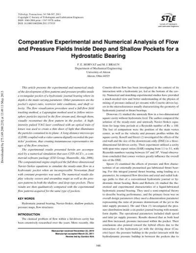 Comparative Experimental And Numerical Analysis Of Flow And